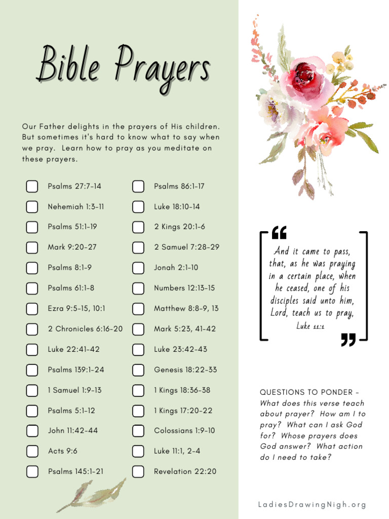 Bible Prayers - Worksheets | PDF