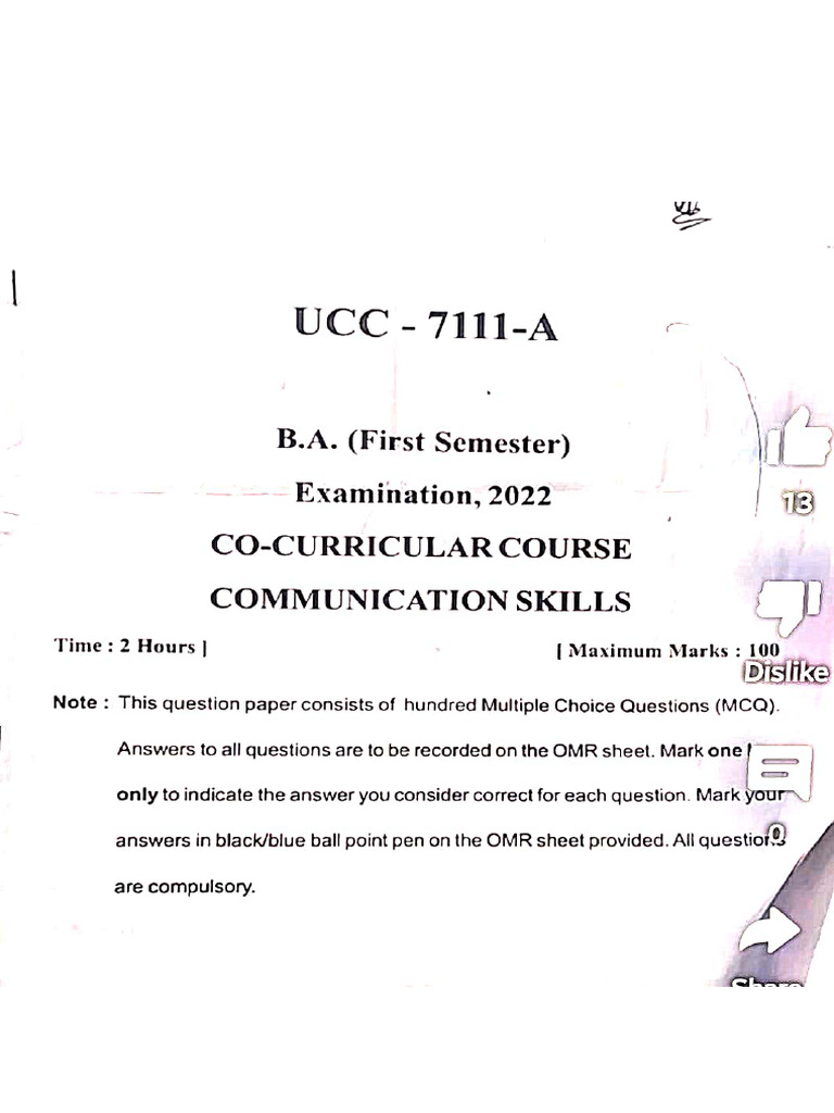 Communication Skills 1 Sem Previous Papers | PDF