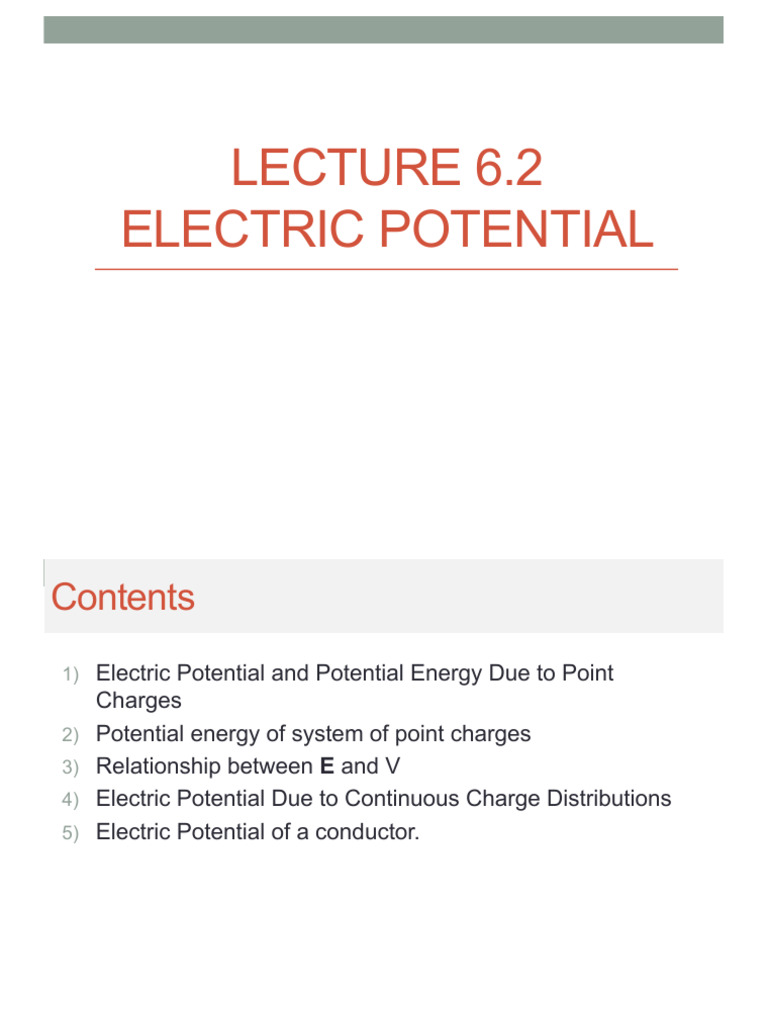 Lecture 6.2 - Electric Potential | PDF | Physics | Electrical Engineering