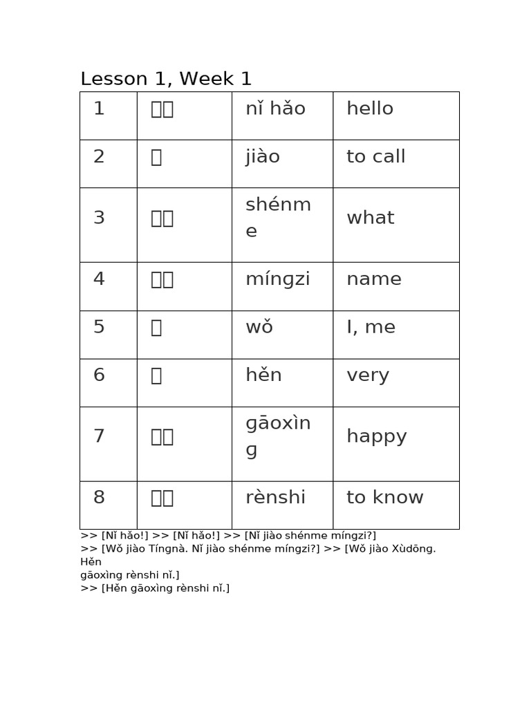 New Words Lesson 1 Week 1 | PDF