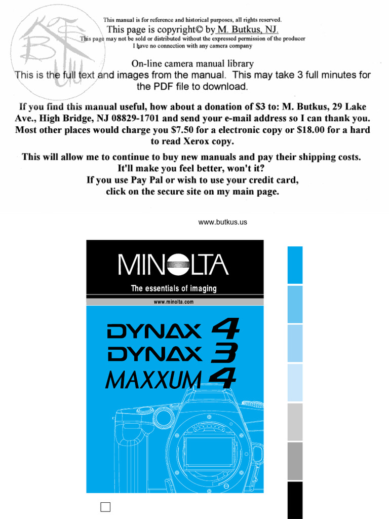 Minolta Maxxum 4 | PDF | Exposure (Photography) | Flash (Photography)