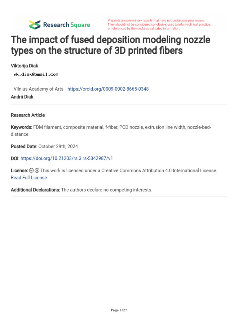 The Impact of Fused Deposition Modeling Nozzle | PDF | 3 D Printing ...