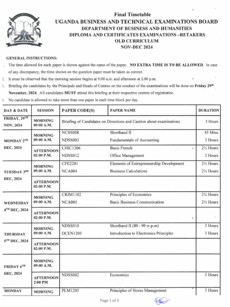Diploma & Certificates Exams Old Curriculum | PDF