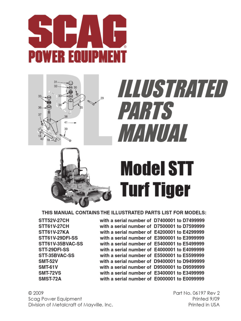 Scag Turf Tiger Illustrated Parts Manual | PDF | Axle | Screw