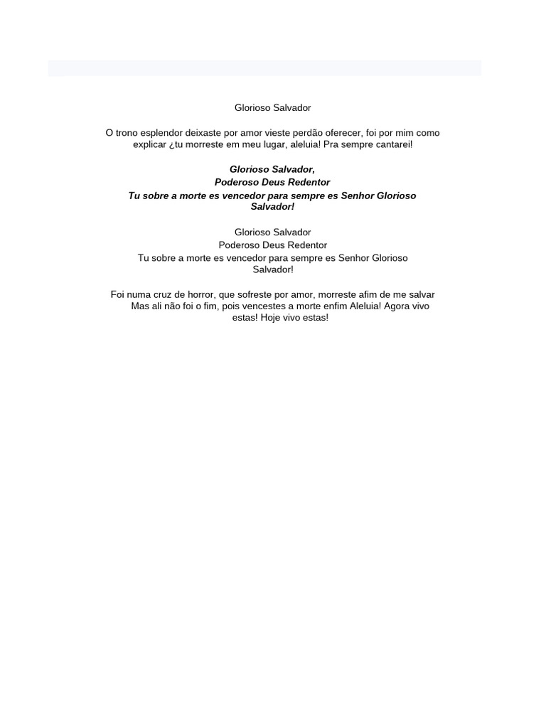 Glorioso Salvador: Letra da Música | PDF