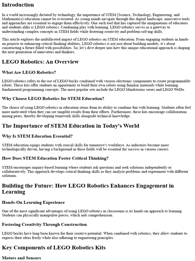 Building The Future: How LEGO Robotics Is Shaping STEM Education 233010 ...