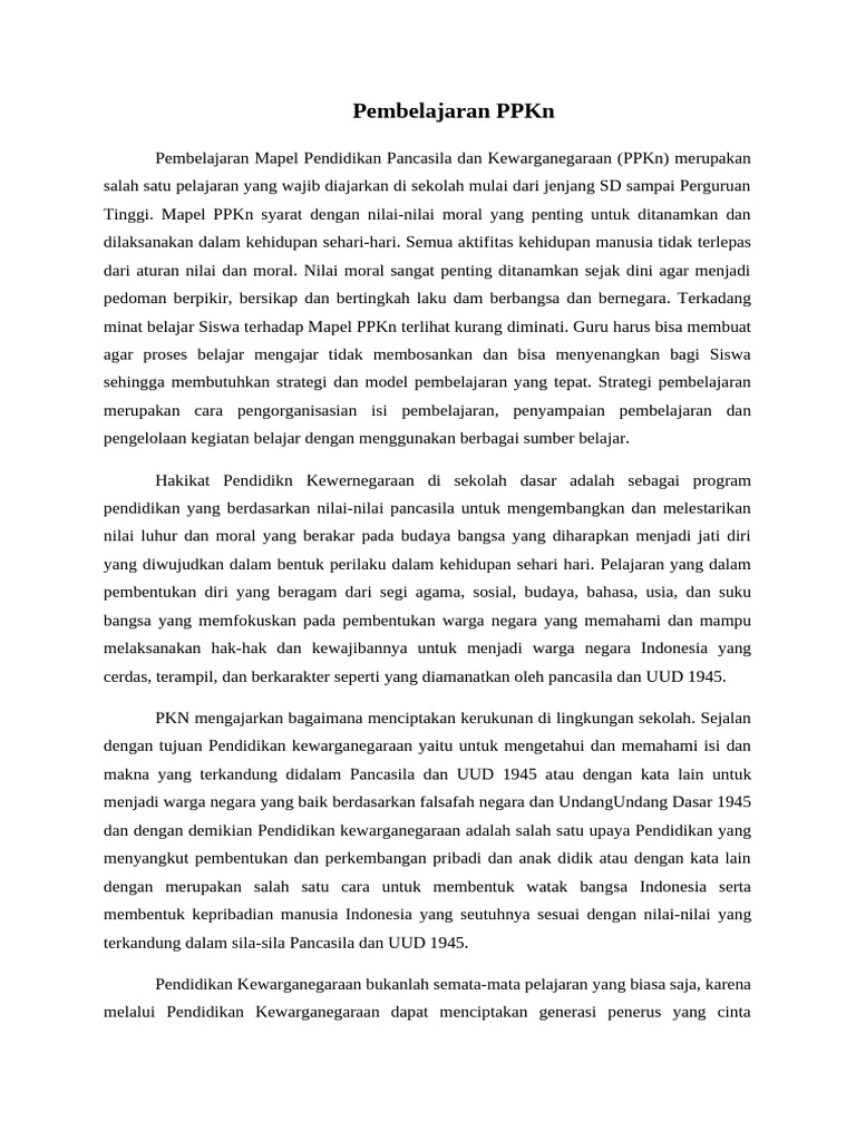 Pembelajaran PPKN | PDF