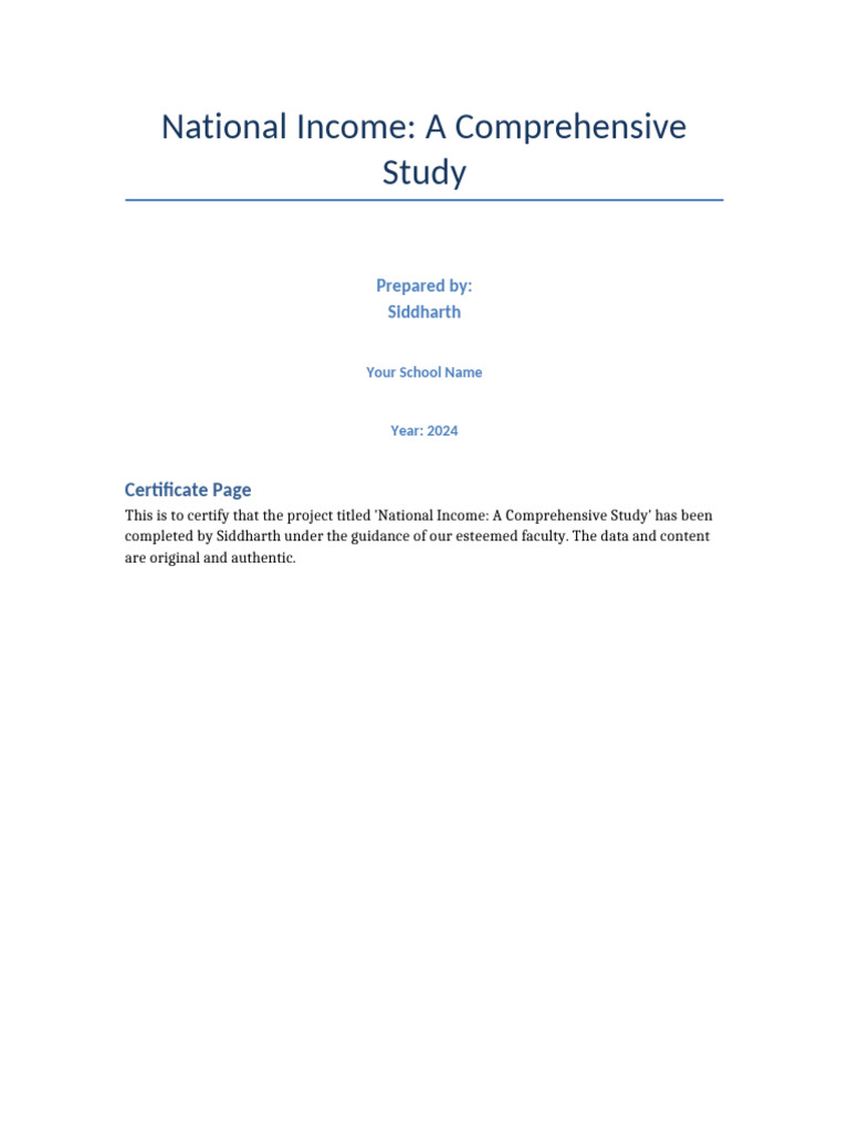 National_Income_Project | PDF | Economic Growth | Gross Domestic Product