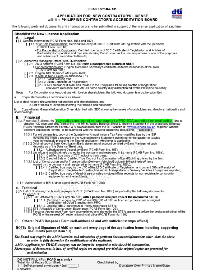 Pcab Application Form | PDF | Identity Document | Affidavit