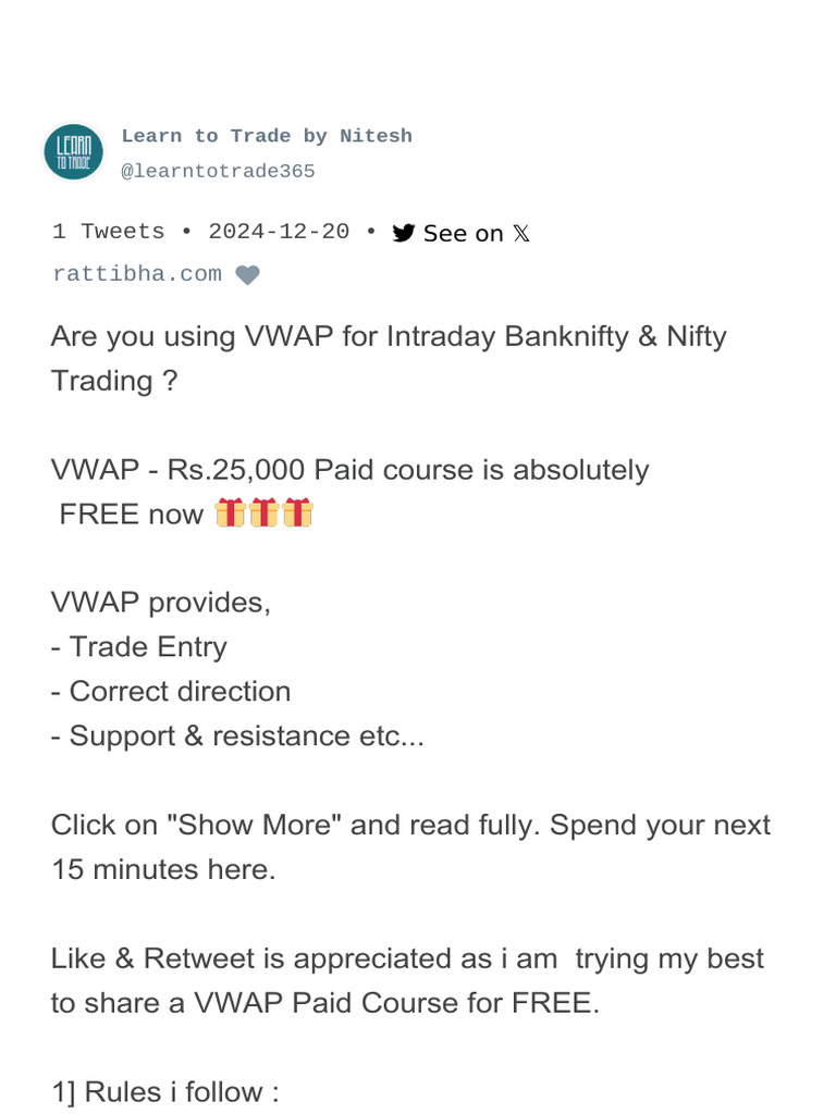 Are - You - Using - Vwap - Thread - by - Learntotrade365 - Dec 20, 24 - From - Rattibha | PDF