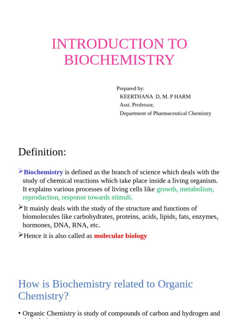 Introduction to Biochemistry | PDF | Cell (Biology) | Endoplasmic Reticulum