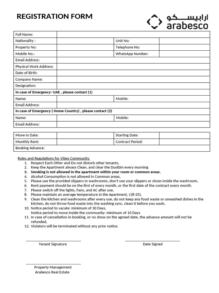 New Registration Form Vibes | PDF