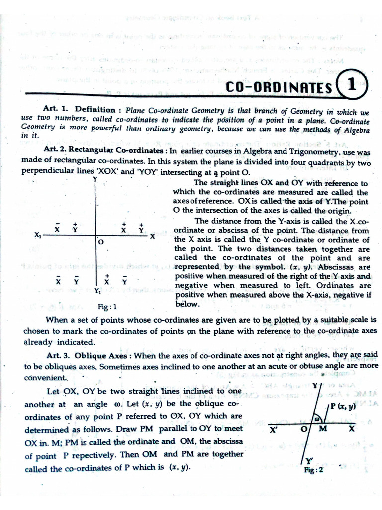 chapter 1(Coordinates) | PDF