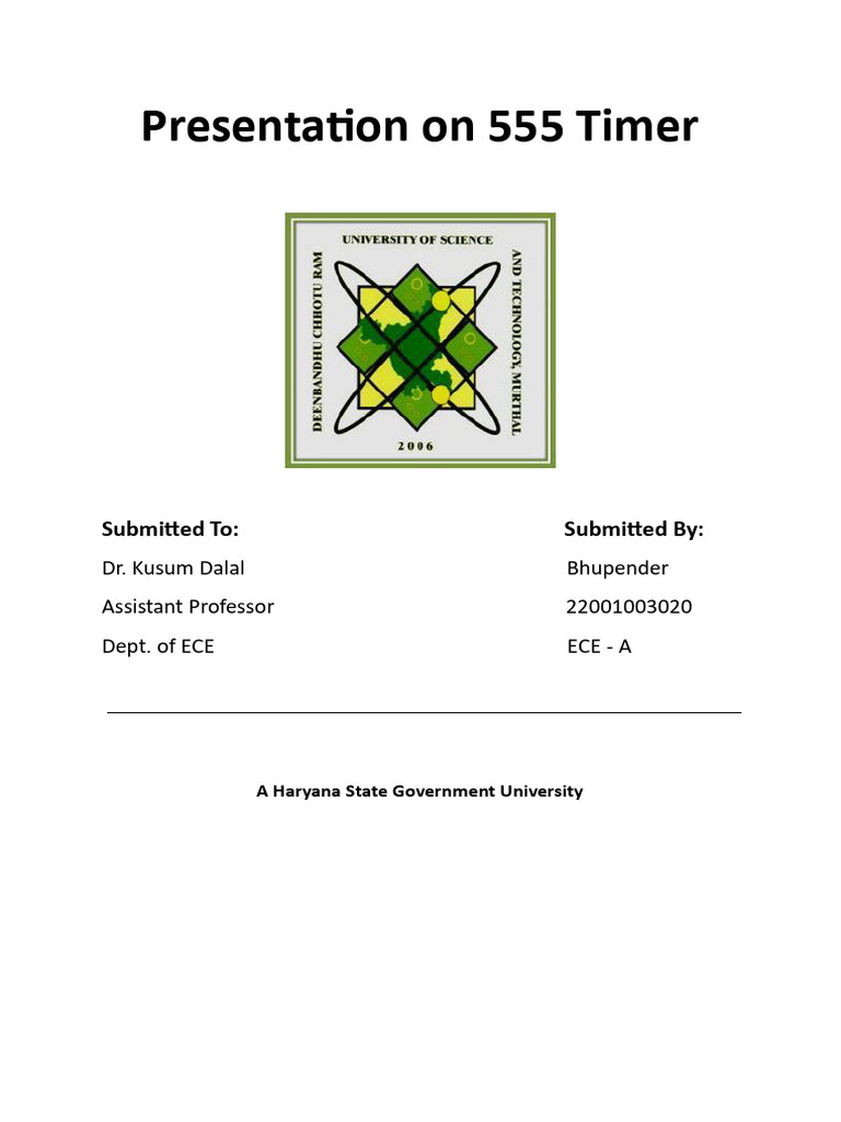 Presentation On 555 Timer | PDF | Analog Circuits | Digital Electronics