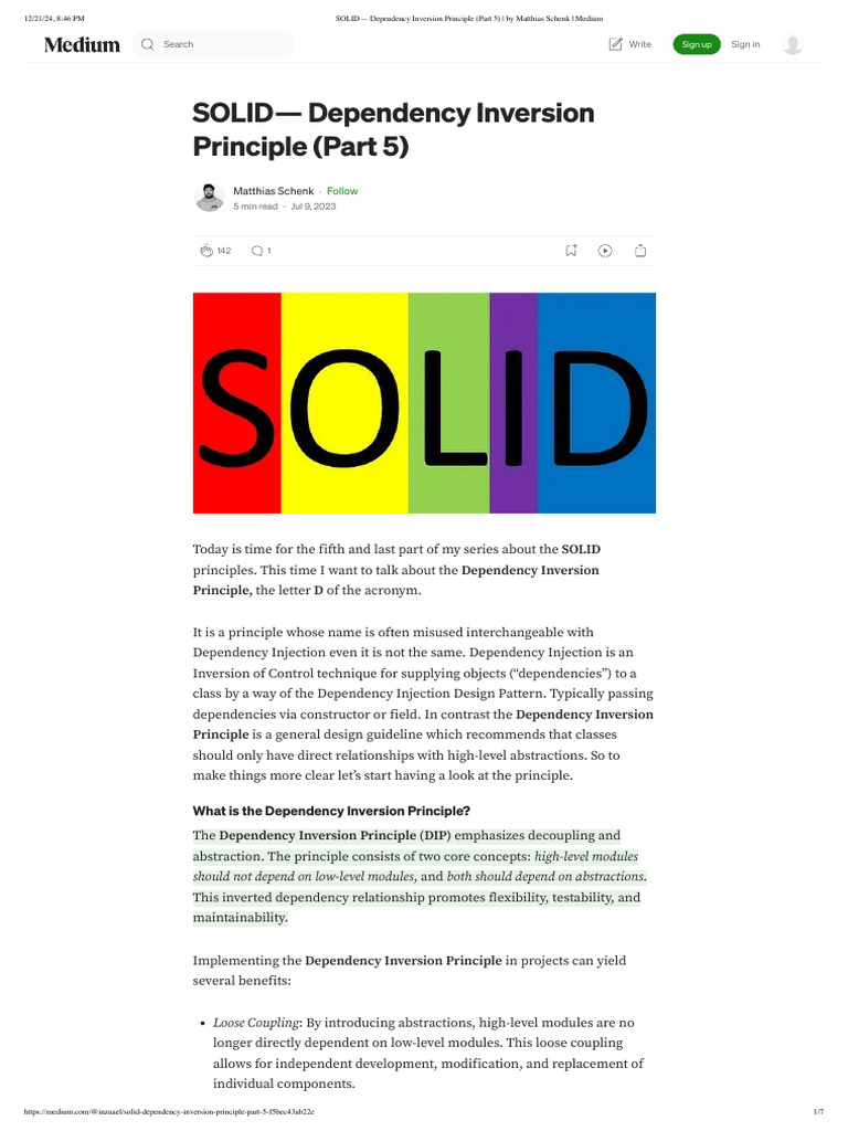 SOLID Dependency Inversion Explained | PDF | Databases | User (Computing)