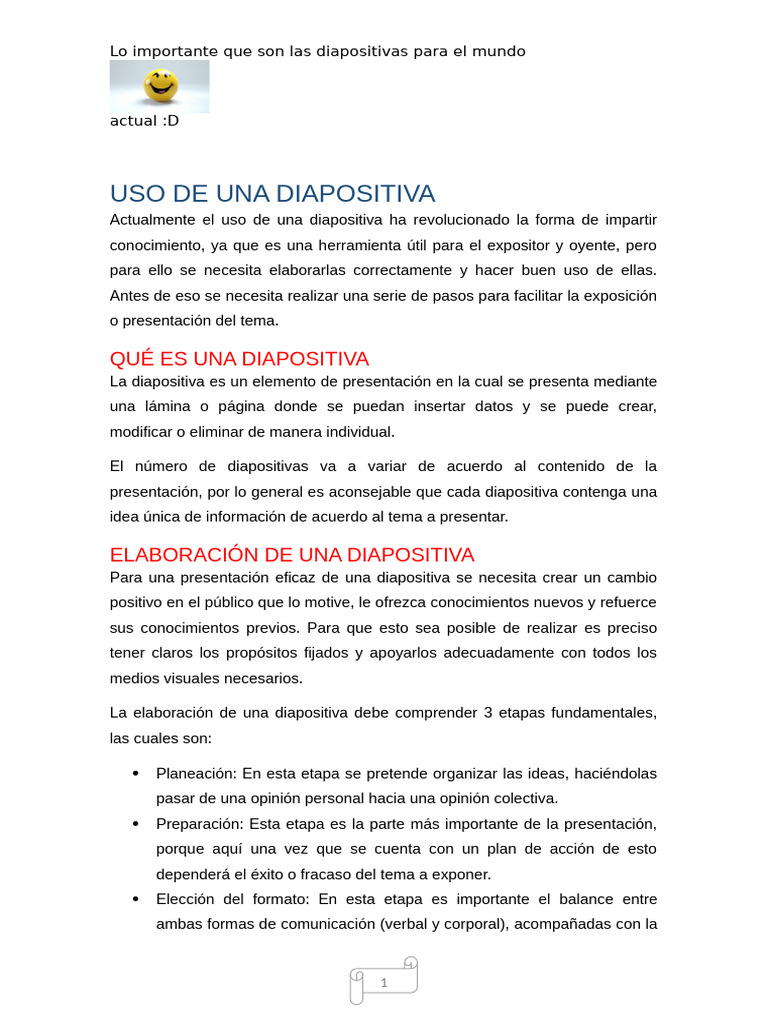 USO DE UNA DIAPOSITIVA Rarrr | PDF | Comunicación
