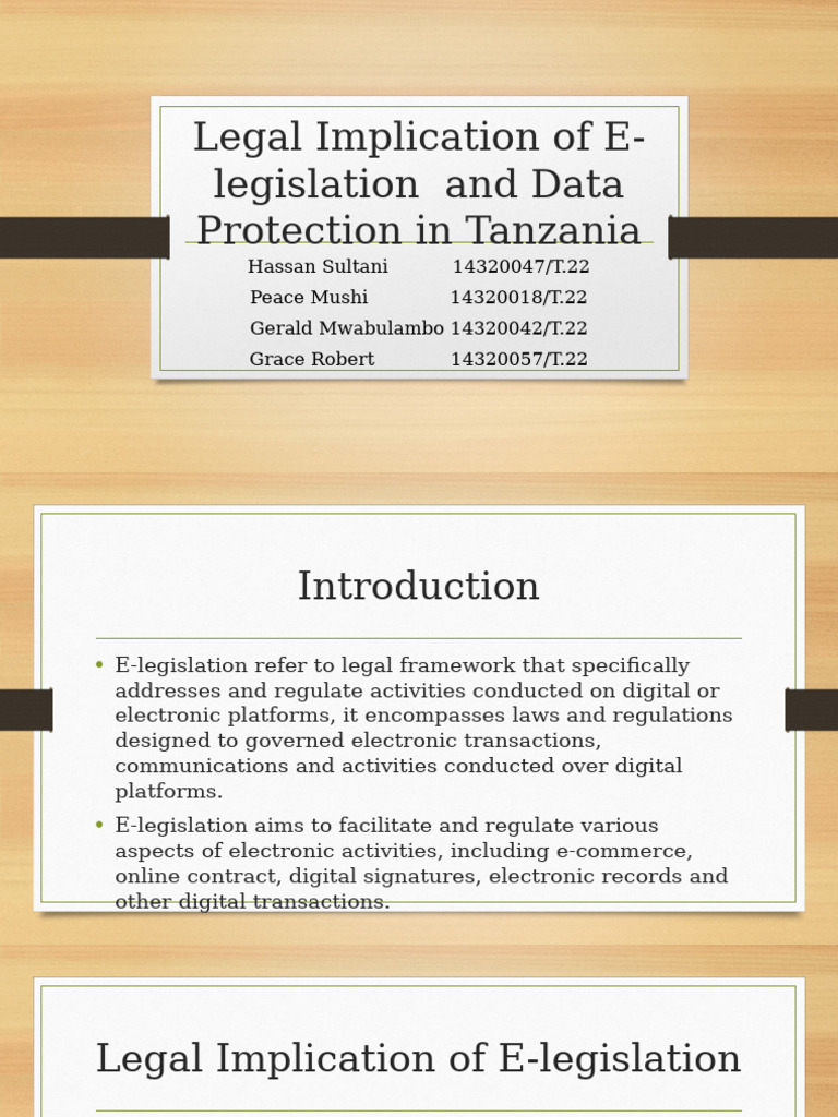 Legal Implication of E-Legislation and Data Protection in TZ | PDF ...
