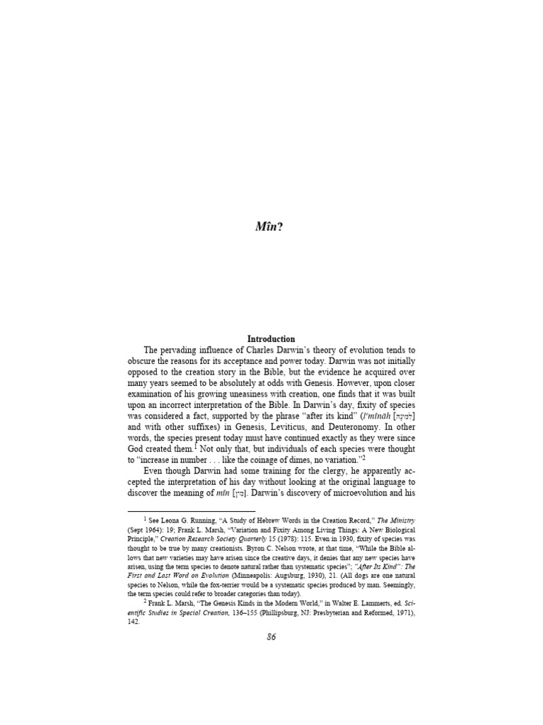 The Kinds of Genesis 1 - What Is The Meaning of Min | PDF | Species ...