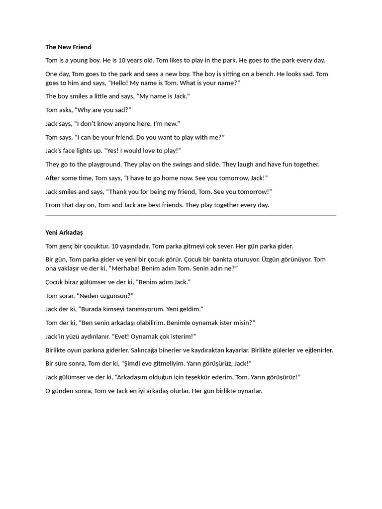 The New Friend (For A1) | PDF