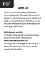 Control Unit Design: Hardwired vs Microprogrammed | PDF | Central Processing Unit | Computing