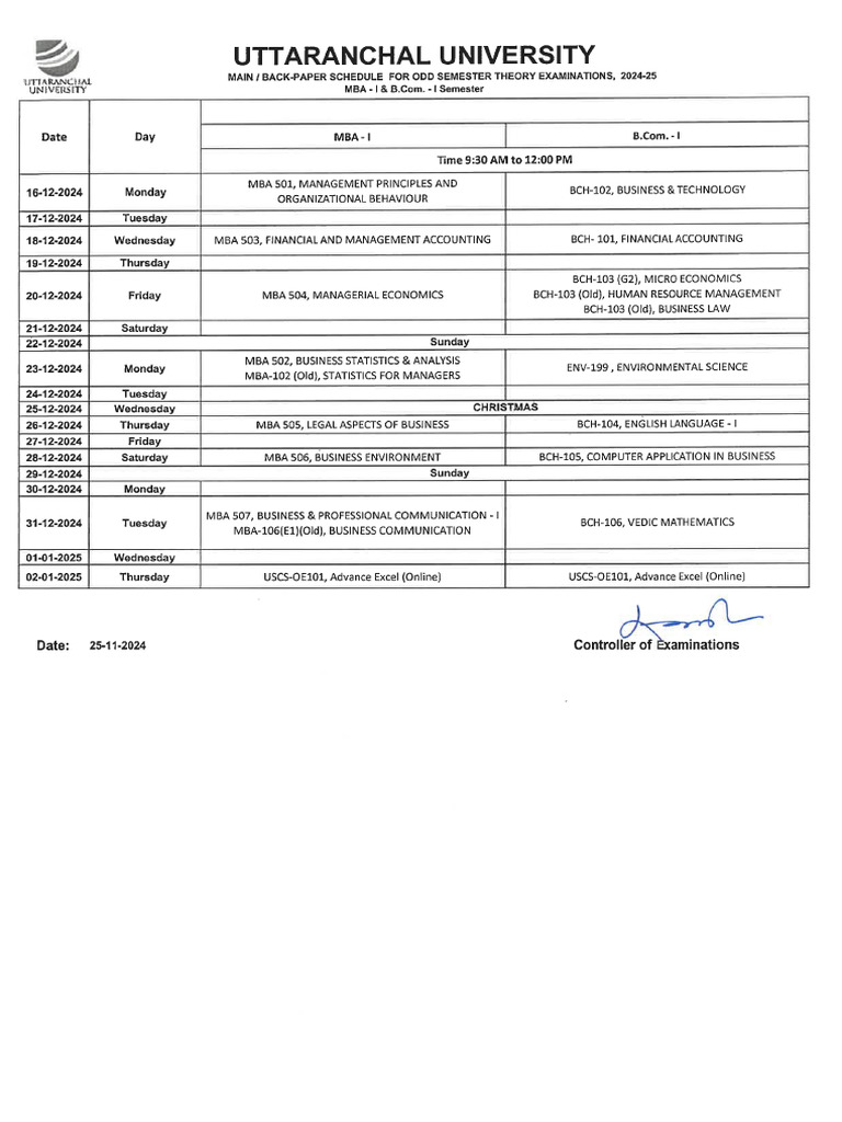Date Sheet | PDF