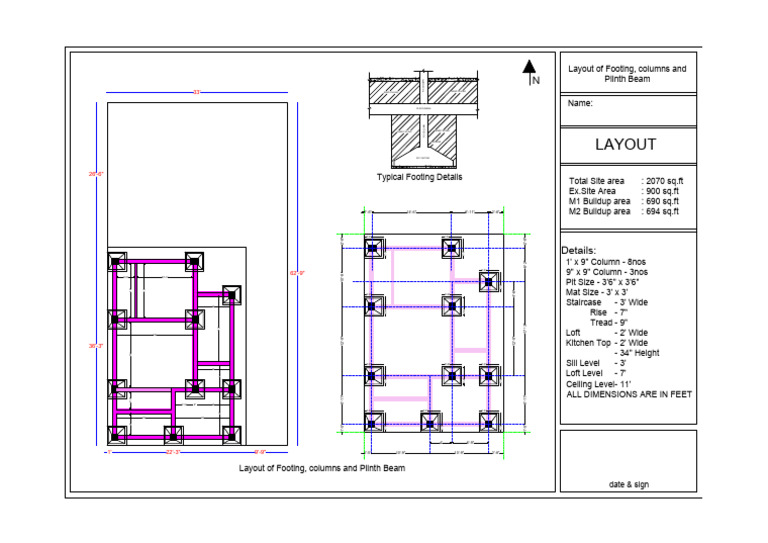 AbuRef_Layout for Footing | PDF | Architectural Elements