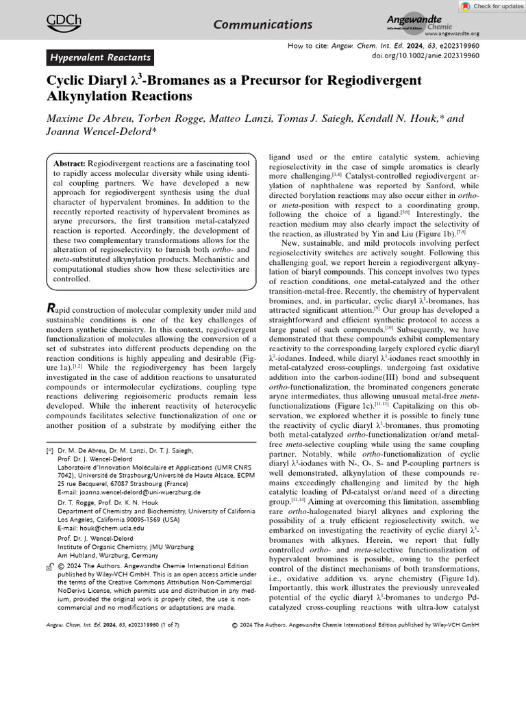 Angew Chem Int Ed - 2024 - de Abreu - Cyclic Diaryl 3 Bromanes As A ...