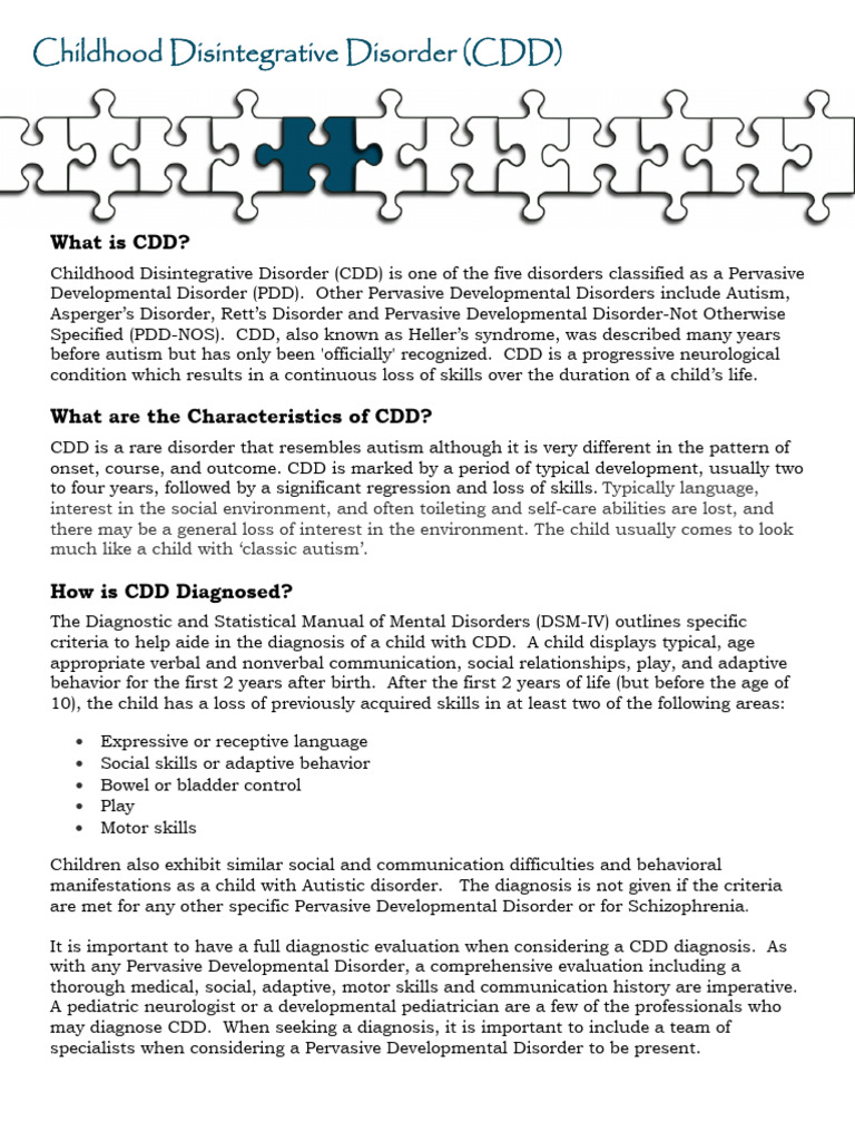 Childhood Disintegrative Disorder Guide | PDF | Pervasive Developmental ...