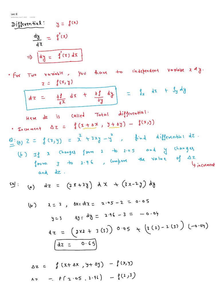 Lec 8 Differential and chain rule | PDF