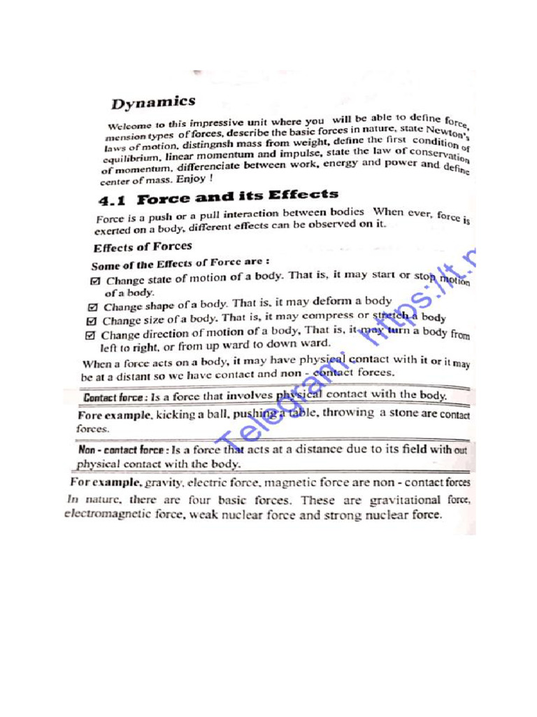 G 11 Physics unit 4 | PDF