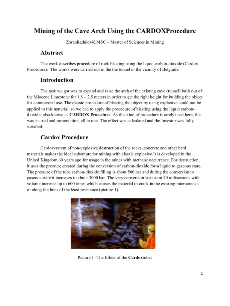 Mining of The Cave Arch Using The CARDOX Procedure | PDF | Home ...