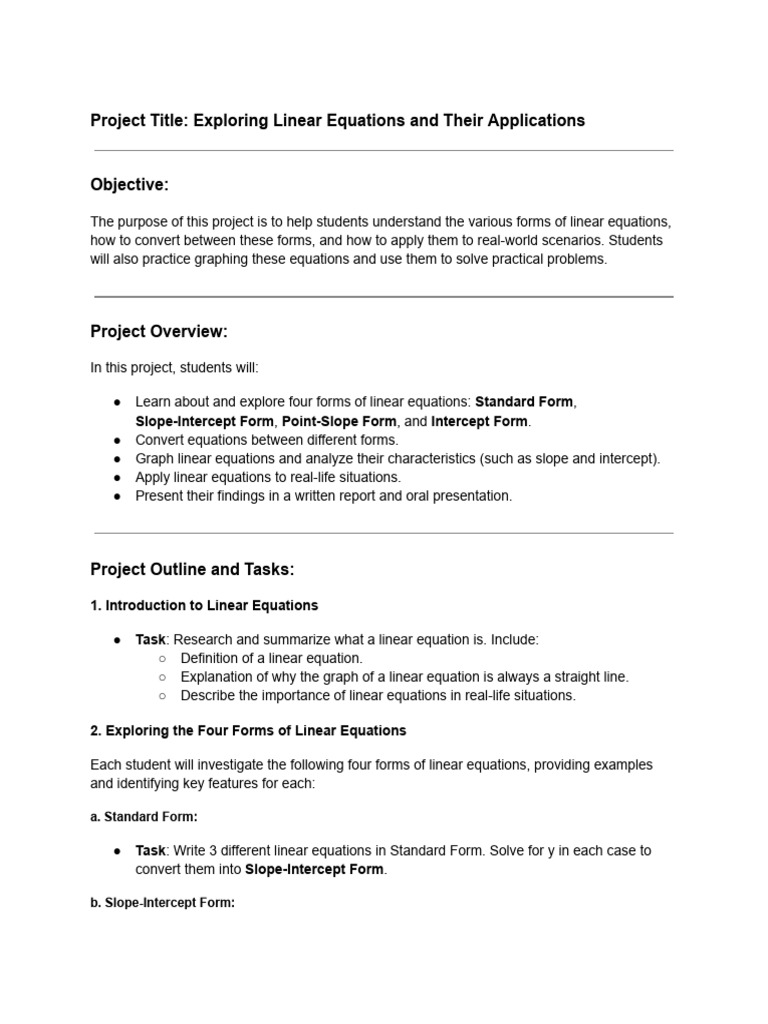Exploring Linear Equations and Their Applications | PDF
