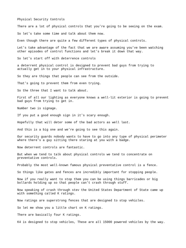 Physical Security Controls | PDF | Physical Security