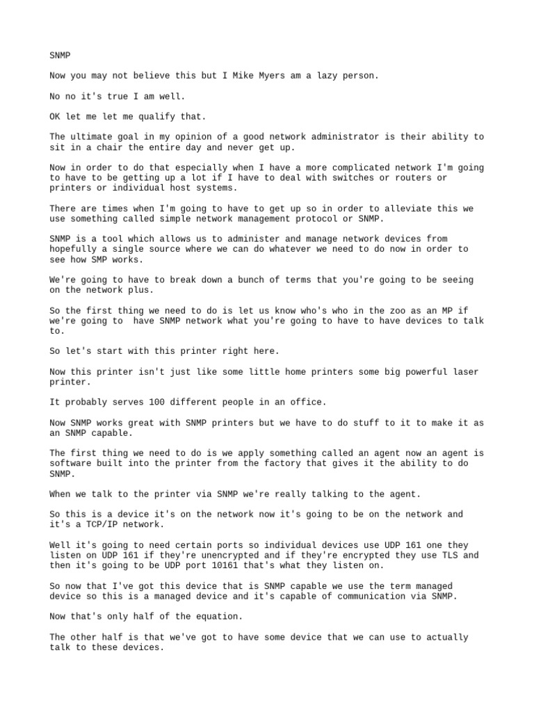 SNMP | PDF | Computer Network | Computer Networking