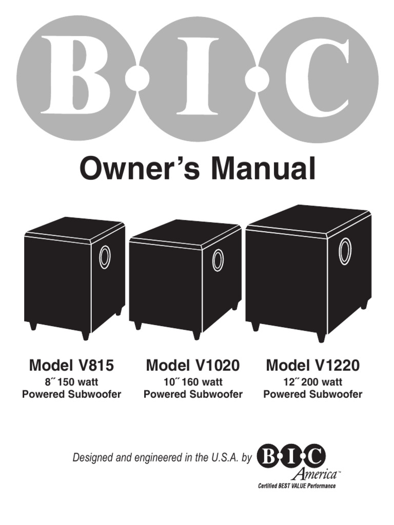 Owner's Manual: Model V1020 Model V1220 Model V815 | PDF | Loudspeaker | Amplifier