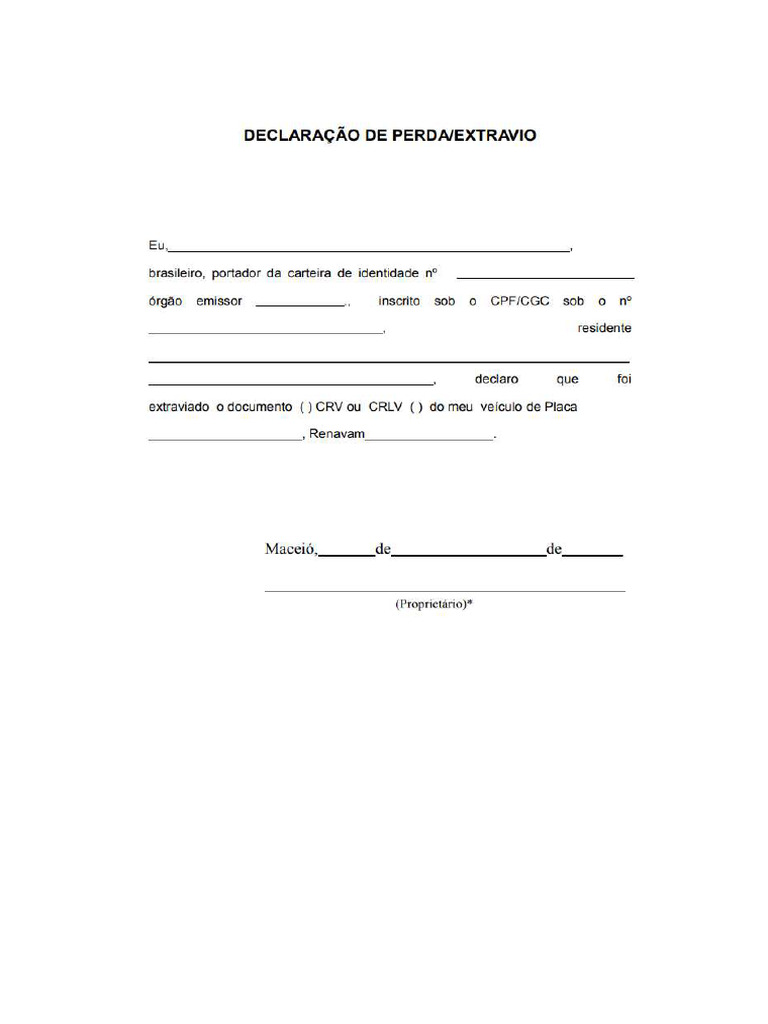 DECLARACAO_DE_PERDA-EXTRAVIO | PDF