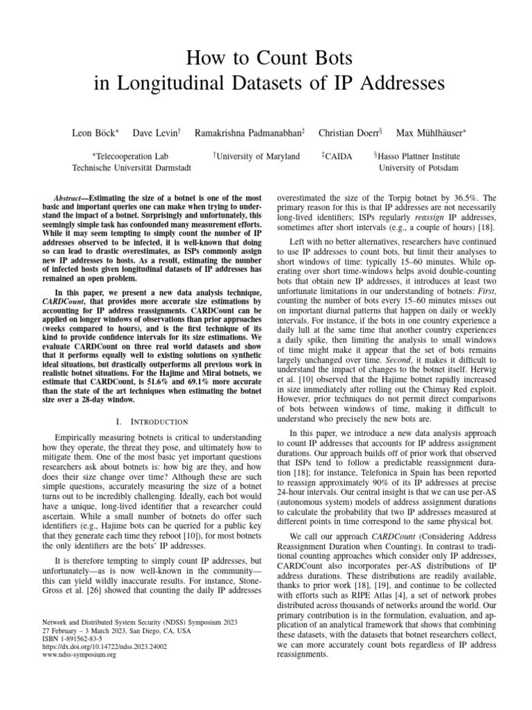 Ndss2023 f2 Paper | PDF | Ip Address | Sampling (Statistics)