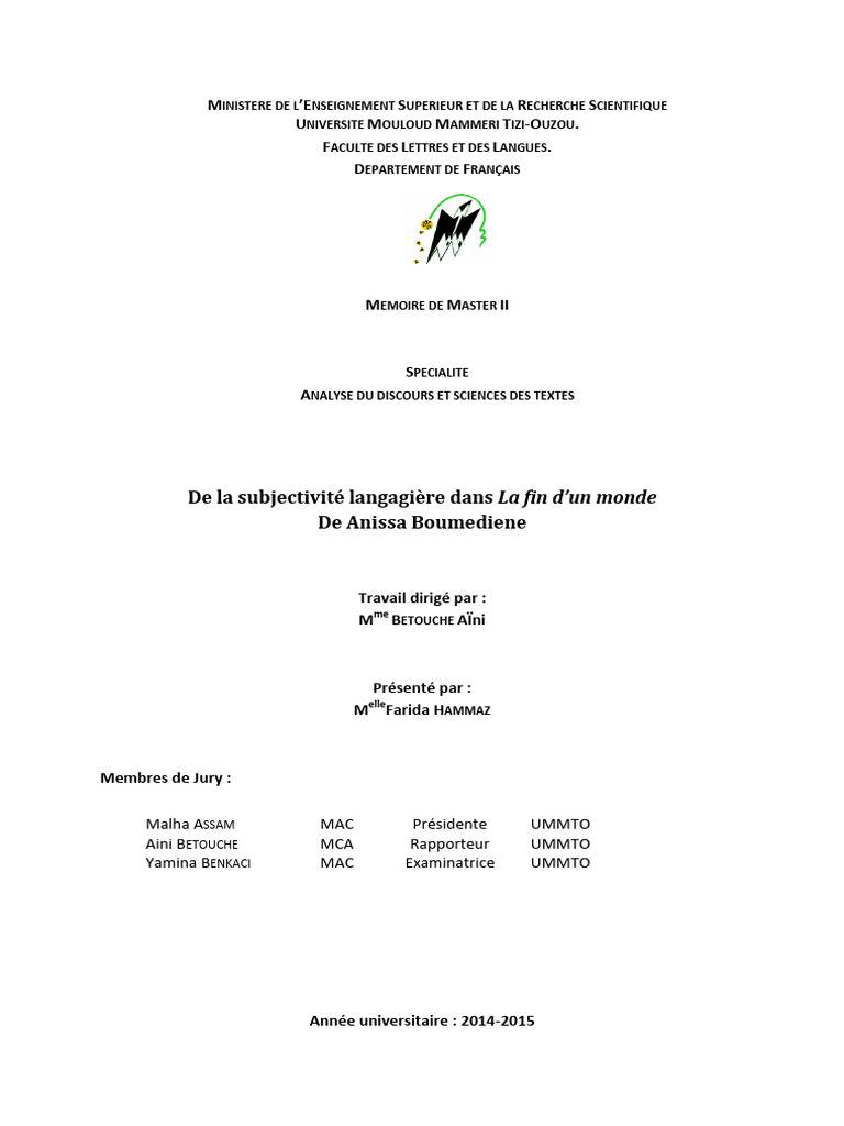 Subjectivité | PDF | Discours (linguistique) | Verbe
