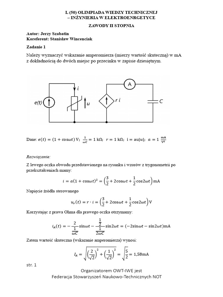 50 OWT - IWE - Zadania Na Zwody II Stopnia Z Rozwiązaniami | PDF