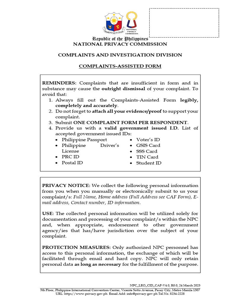 Complaints Assisted Form - 24 March 2023 Fillable | PDF | Complaint | Affidavit