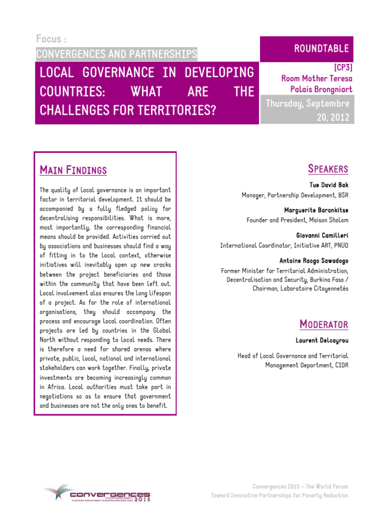Local Governance in Developing Countries What Are The Challenges For ...