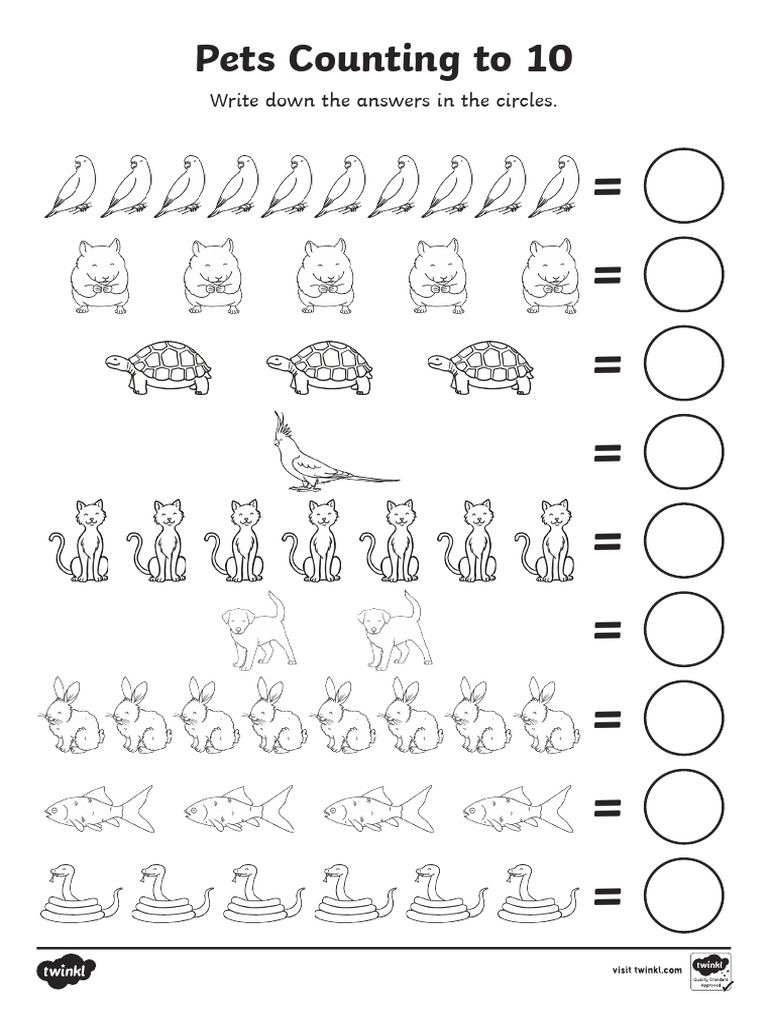 T N 516 Pets Counting Sheet 1 10 Ver 2 | PDF