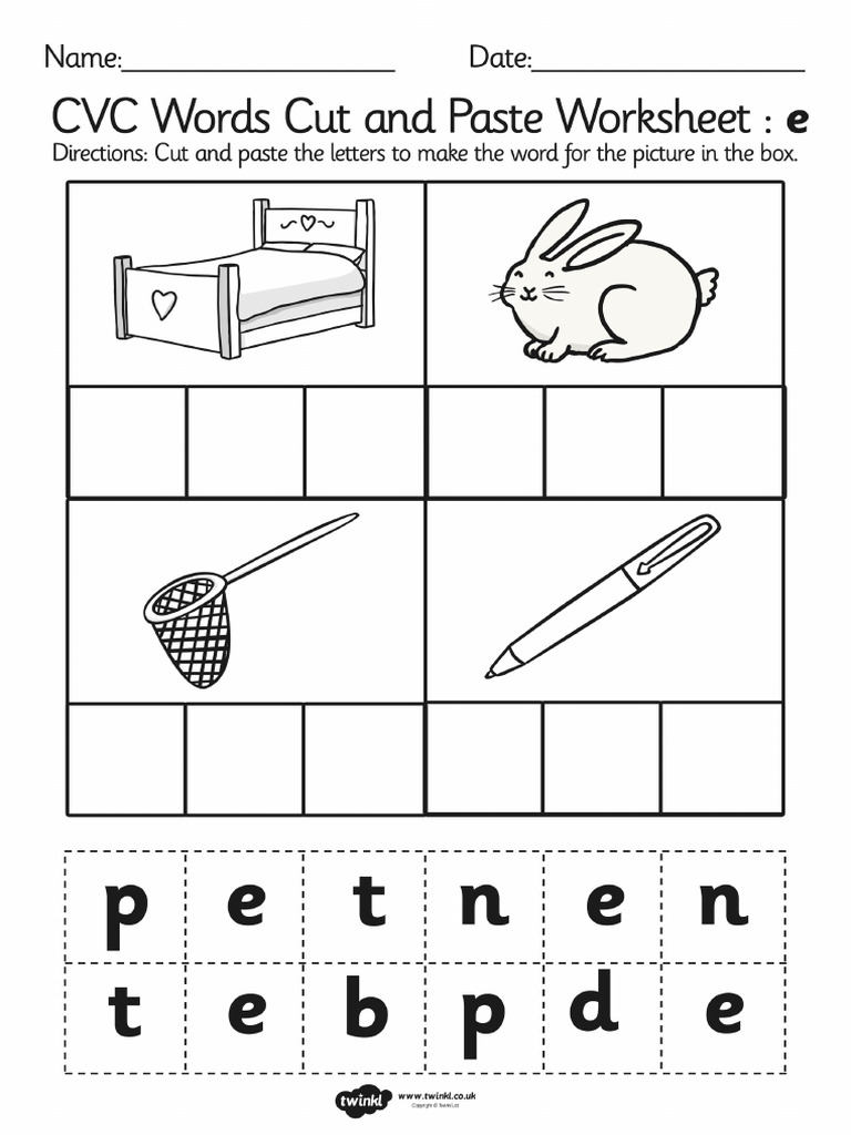 T L 2218 CVC Words Cut and Paste Worksheets e | PDF