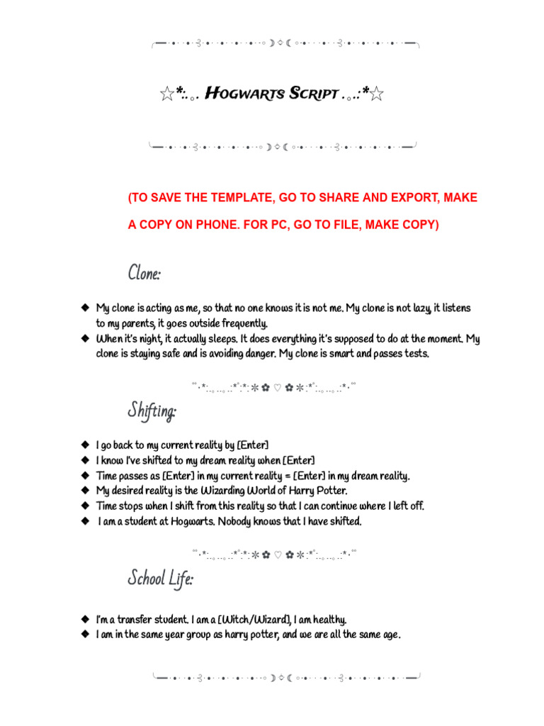 Hogwarts Script Template ? | PDF | Harry Potter