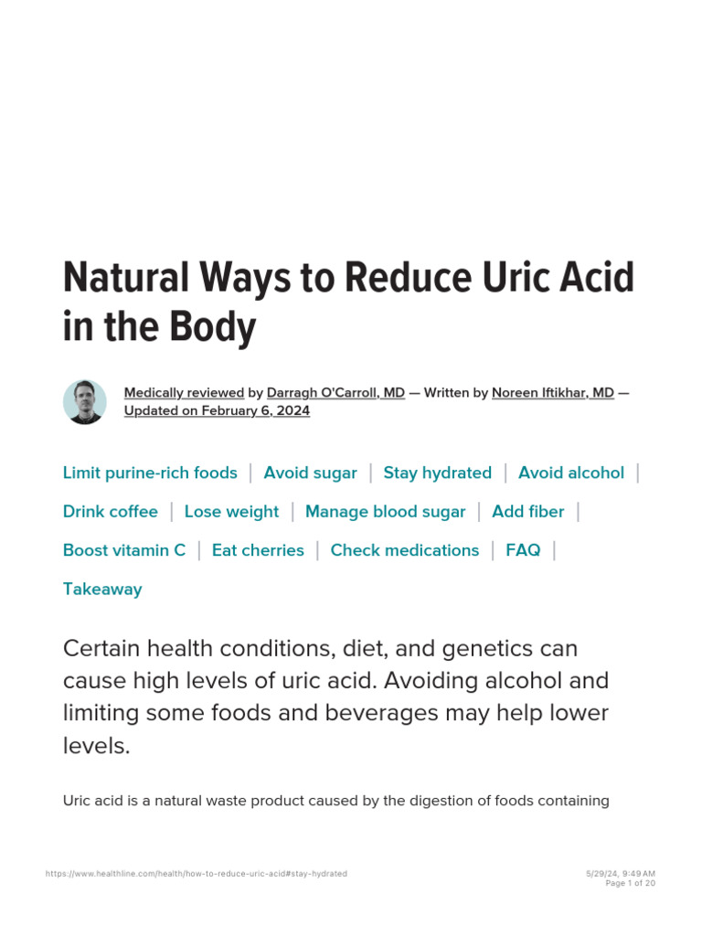 Natural Strategies to Lower Uric Acid | PDF | Gout