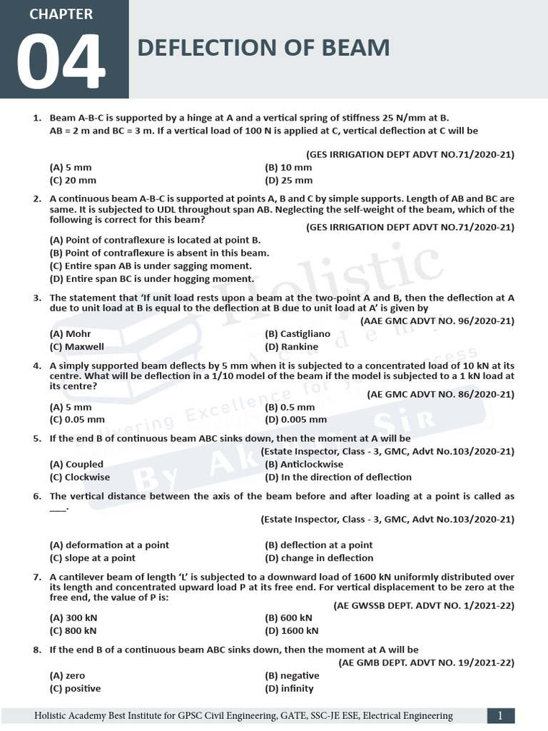 Chapter-4 Deflection of Beam | PDF | Beam (Structure) | Structural Engineering
