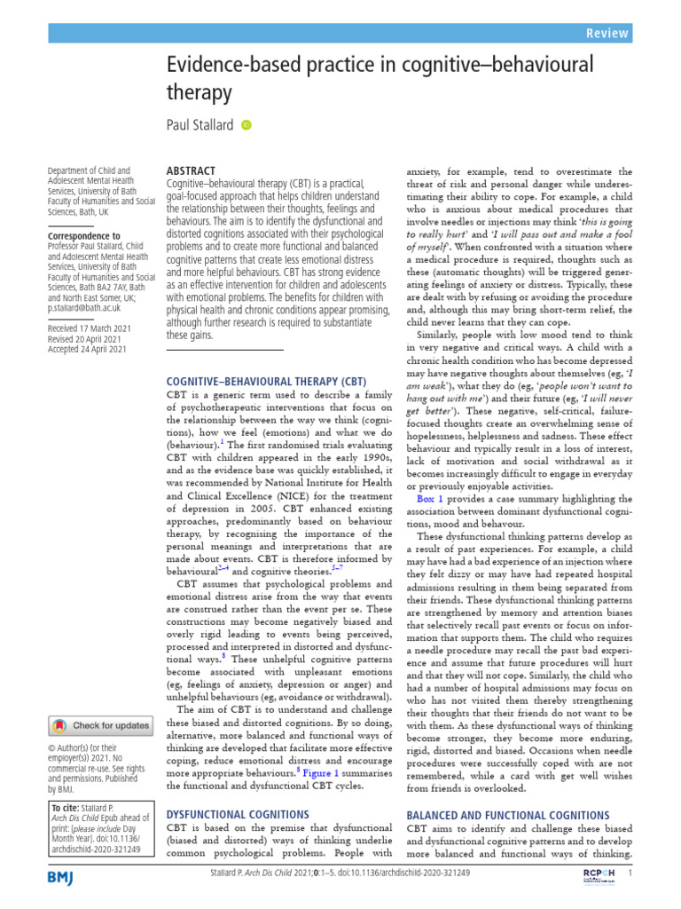 stallard2021 | PDF | Cognitive Behavioral Therapy | Psychotherapy