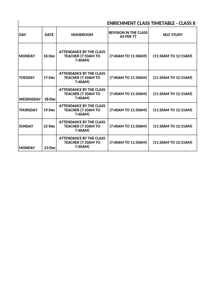 Enrichment TT - December - Classx | PDF
