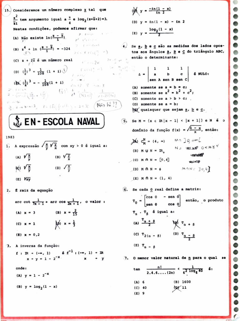 EN 1983 Matematica Resolvida Apostila Impacto Ocr Gabarito JS | PDF ...