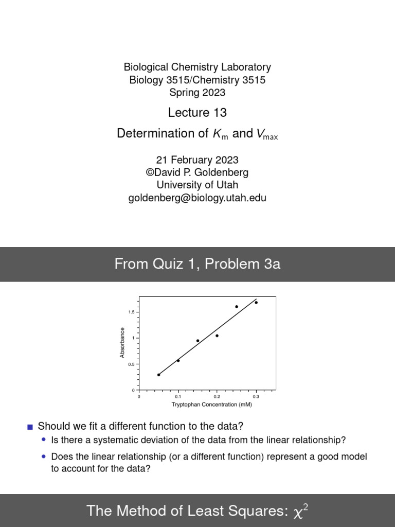Lect13 Km Vmax | PDF | Enzyme Kinetics | Applied And Interdisciplinary Physics